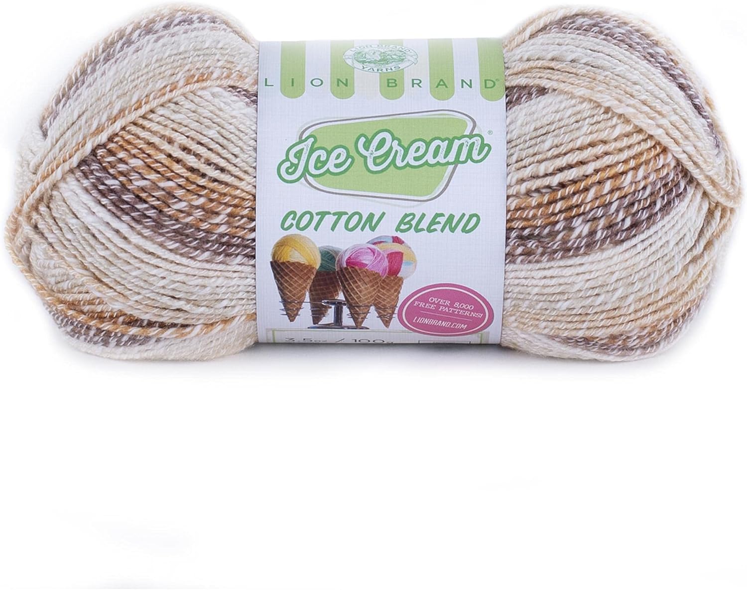 Amazon.com: Lion Brand Yarn Ice Cream Cotton Blend Yarn, Chocolate