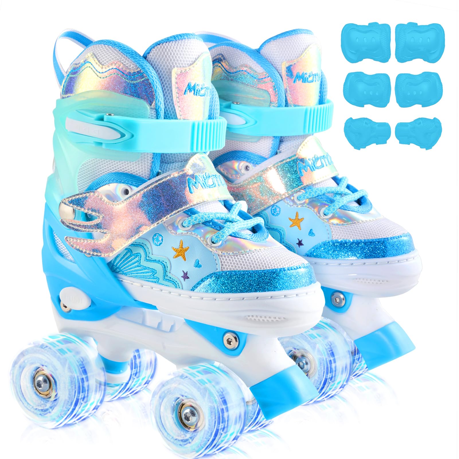Mermaid Kids Roller Skates Adjustable Roller Skates with Light Up ...