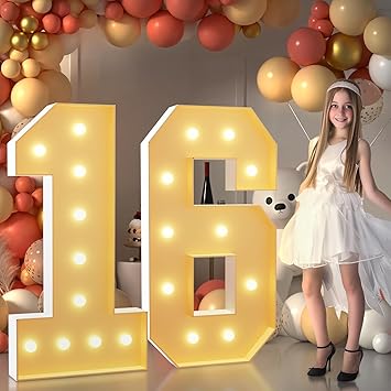 Amazon.com: imprsv 4FT Marquee Numbers 16th Birthday Decorations for ...