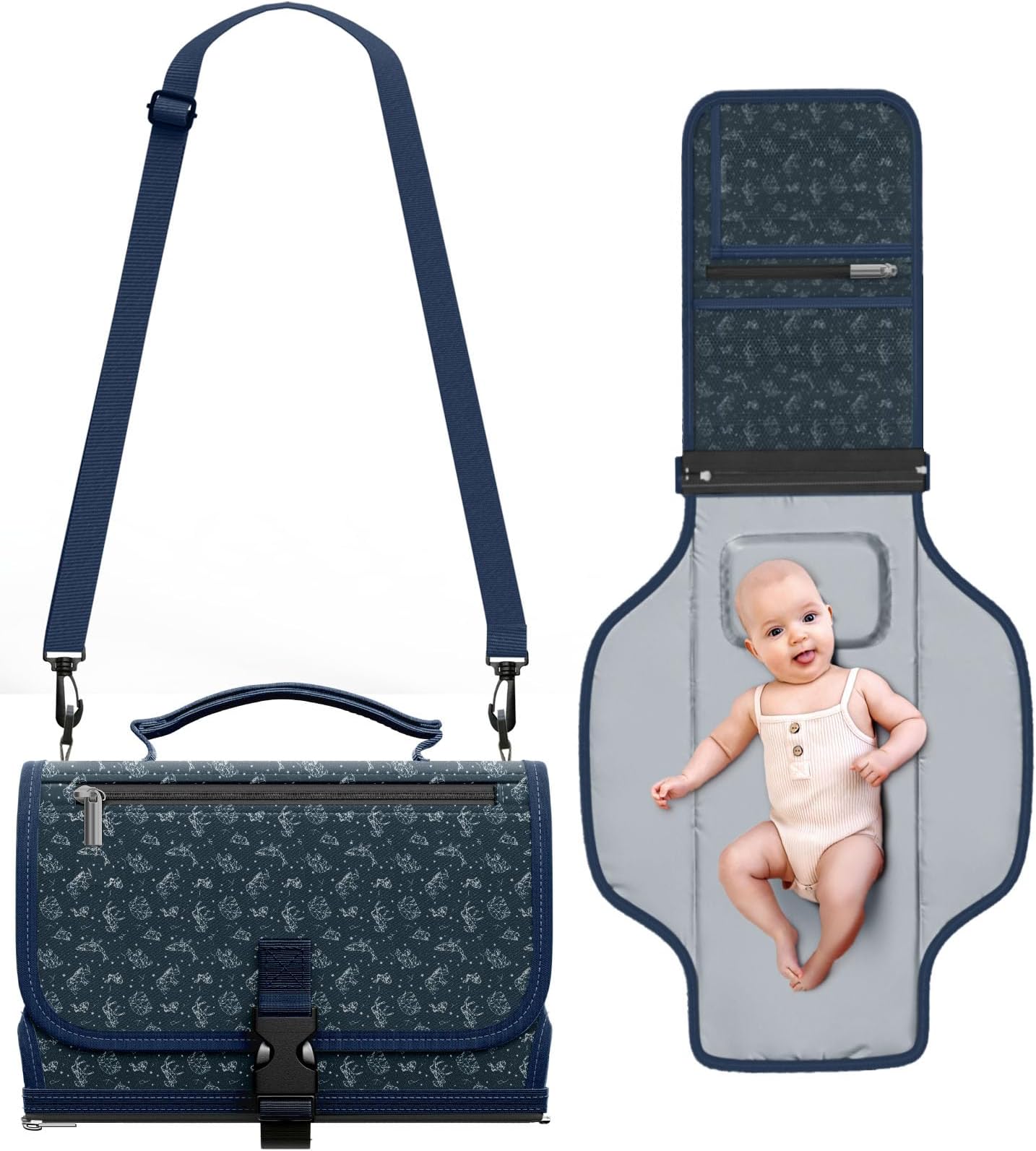 Amazon.com : Portable Changing Pad with Shoulder Strap - Detachable ...