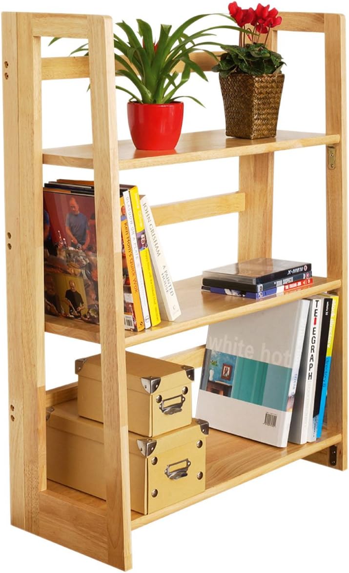 Premier Housewares Rubberwood 3-Tier Folding Shelving Unit, 96 x 69 x ...