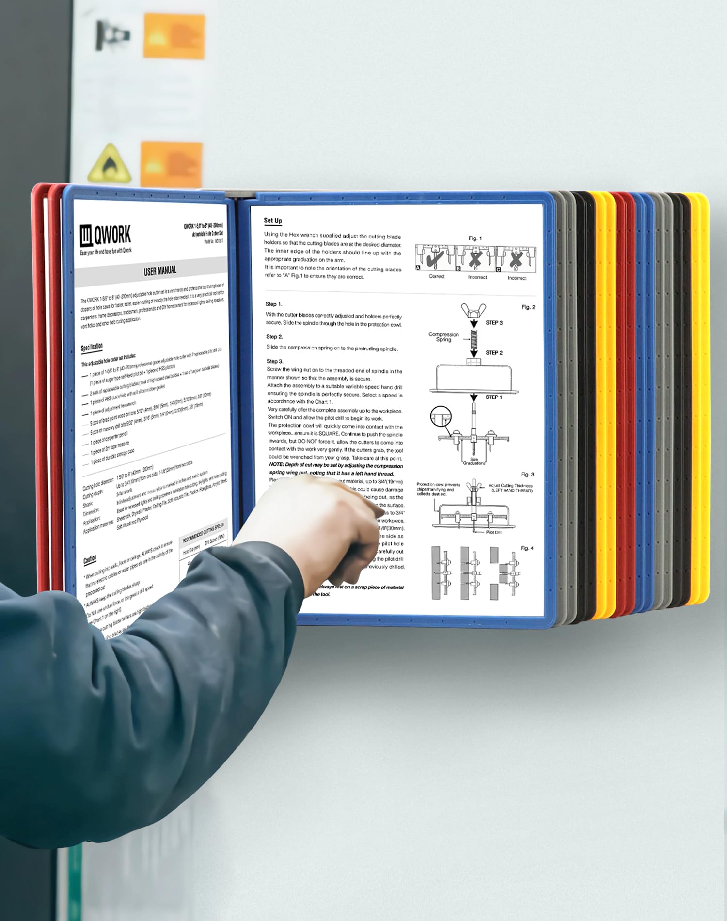 QWORK® Wall Document Organiser with 20 Panels in Assorted Colours ...