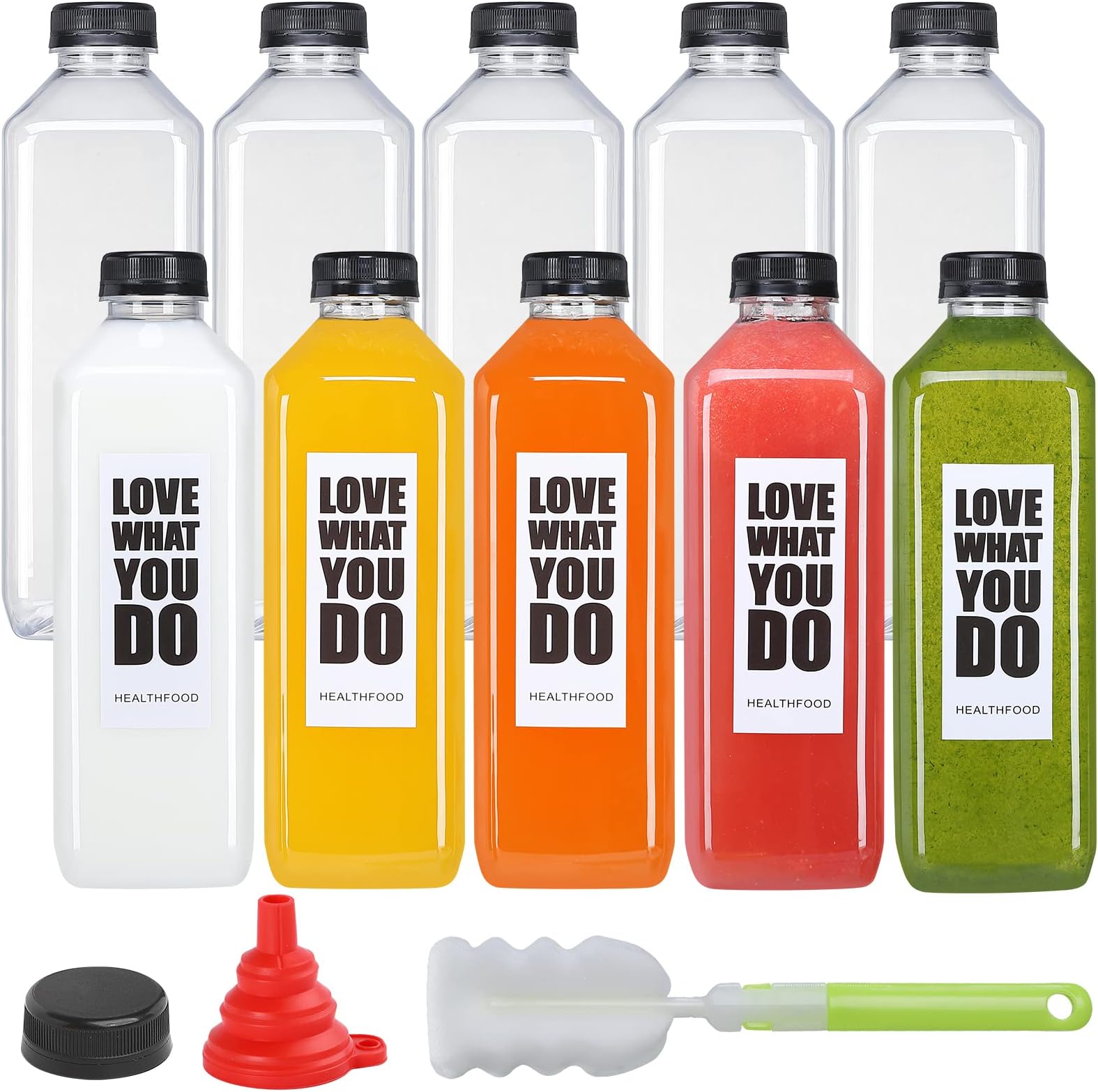 Amazon.com: 32 Oz Juice Bottles with Caps (6 Pack) - Reusable Clear ...