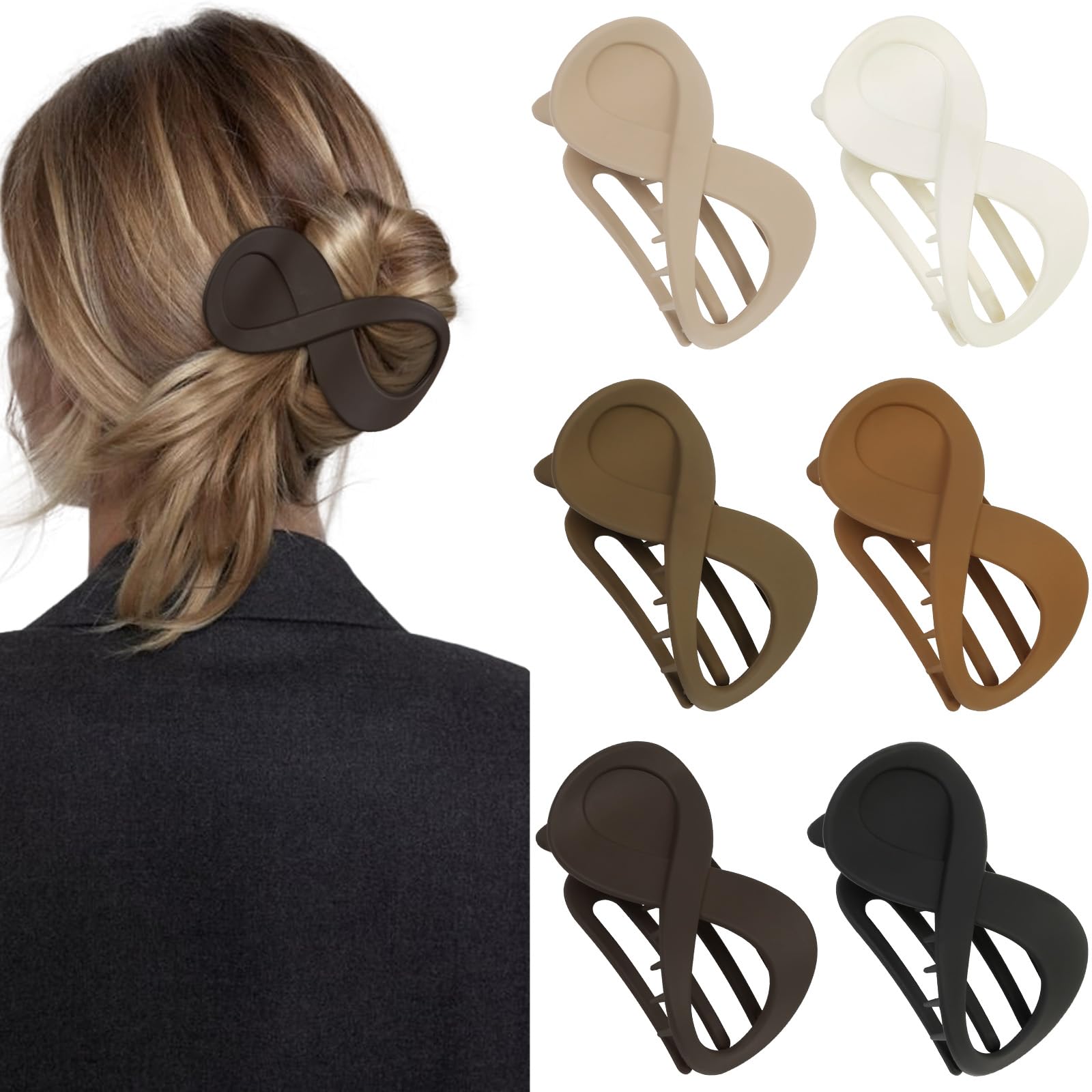 Amazon.com: TEBIEKOY Flat Hair Clips for Women 6 Pcs Flat Claw Clips 3. ...