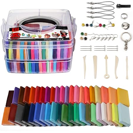 Polymer Clay Set - 42 Colors Modeling Clay Soft and Nontoxic DIY Oven ...