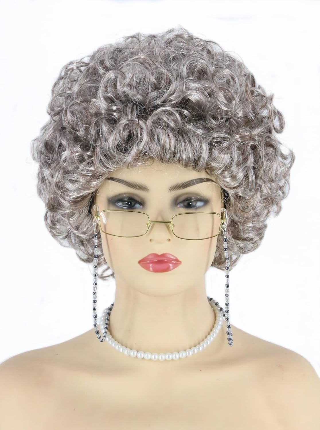 Amazon.com: Topcosplay 100th Day of School Costume Old Lady Wig 5pcs ...