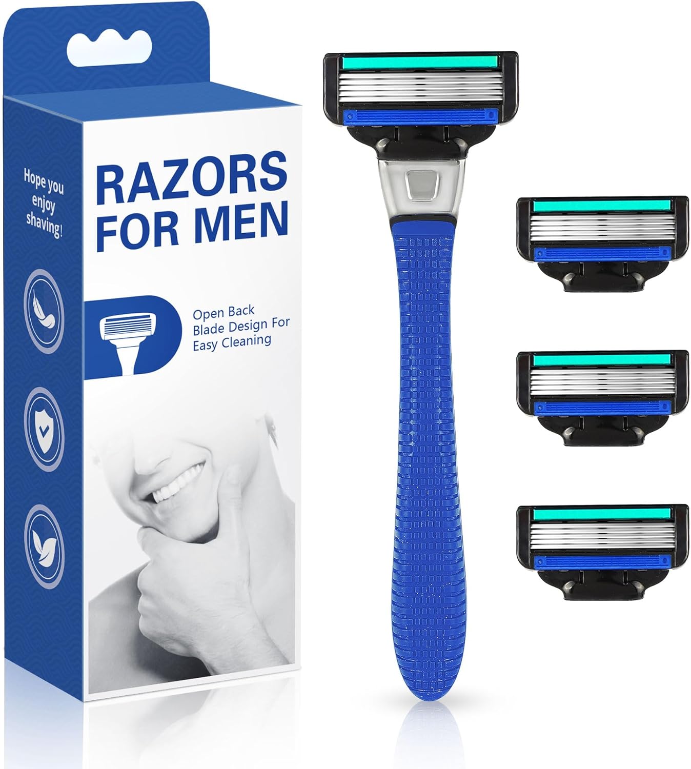 Razors for Men Include 1 Handle and 4 Cartridges, 5 Premium Blades ...