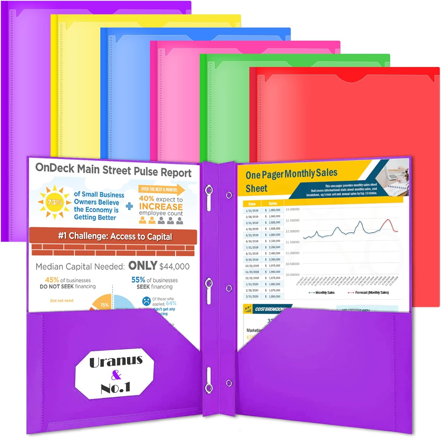 Amazon.com : 6 Packs Plastic Folders with Prongs, Multicolor Heavy Duty 2 Pocket Folders with ...