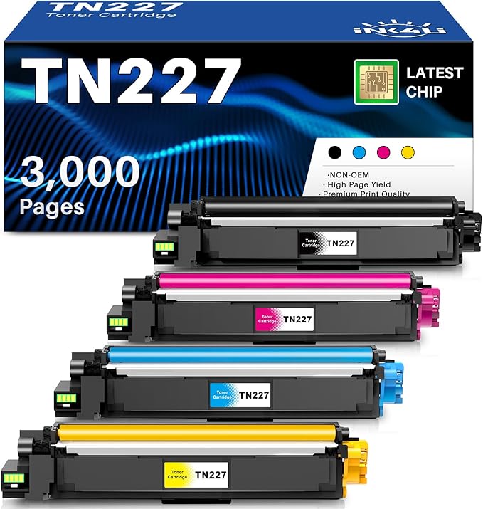 Amazon.com: INK4U TN-227BK/C/M/Y High Yield Replacement for TN227 TN ...