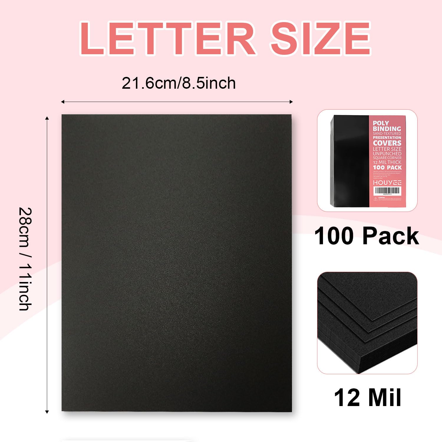 Snapklik.com : 100 Pack 12 Mil Poly Binding Covers,Sand Texture Binding ...