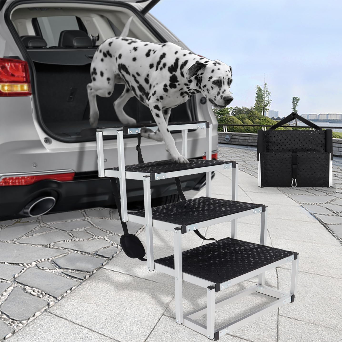 Dog Steps for Car, Folding Dog Stairs for Large Dogs with Nonslip ...