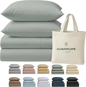 Amazon.com: CLOUDSCAPE 100% Egyptian Cotton Full Size Bed Sheets - 17 ...