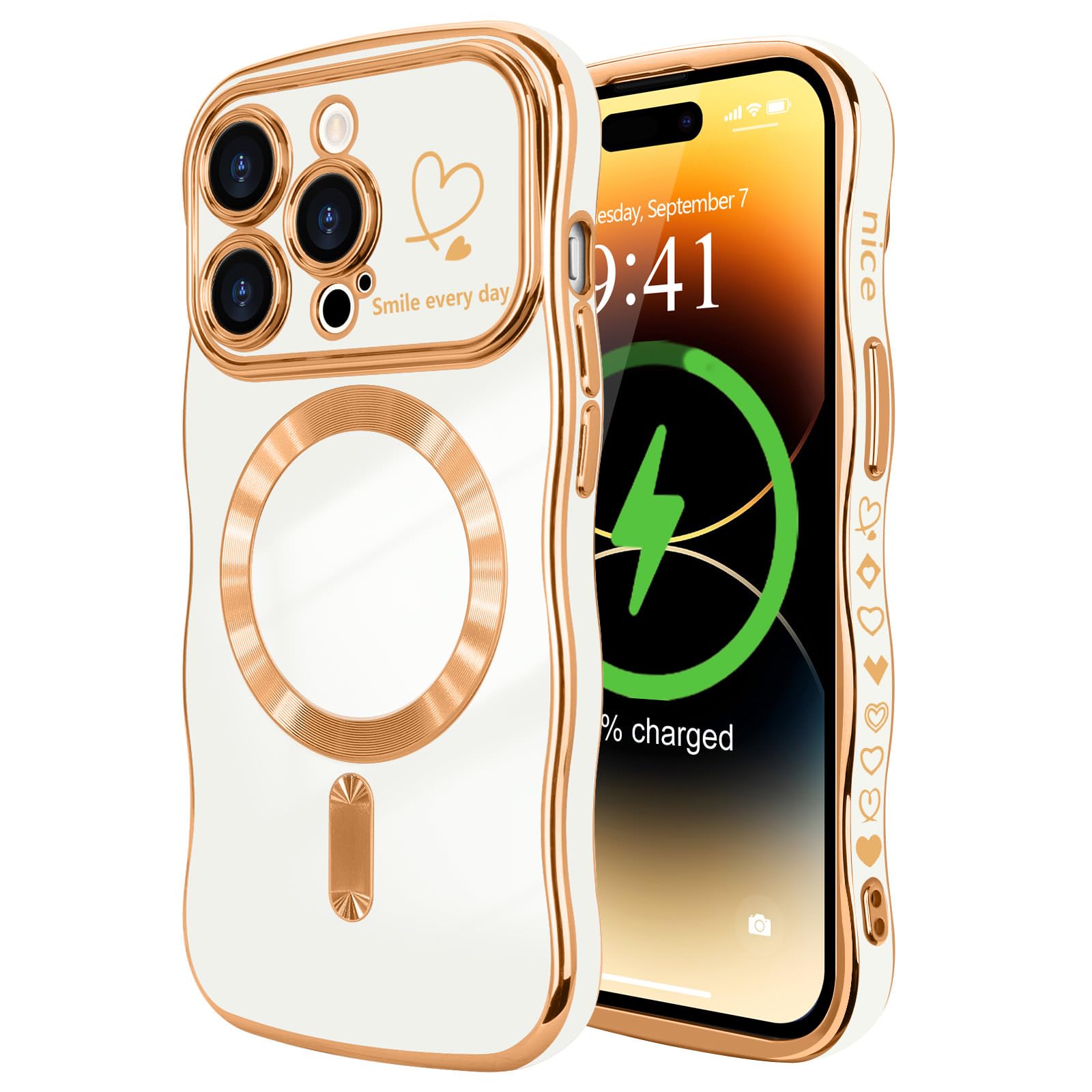 Amazon.com: LCHULLE for iPhone 14 Pro Case for Women Girls [Compatible with MagSafe] Cute Curly ...