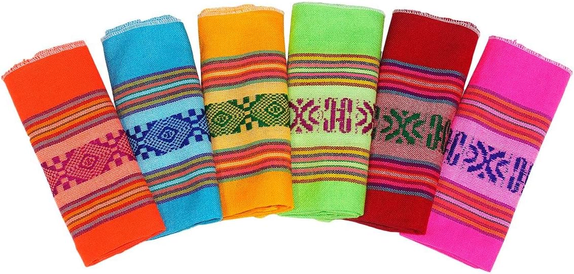 Amazon.com: Set of 6 Colored Cotton Table Cloth Napkins, Mexican ...