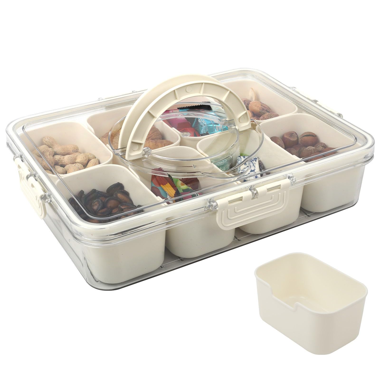 Linvic Snack Box, Divided Serving Tray Platter with Lid and Handle ...