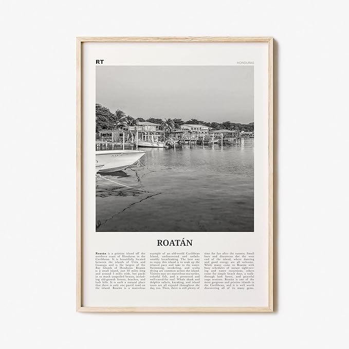 Amazon.com: Roatán Print Black and White, Roatán Wall Art, Roatán ...