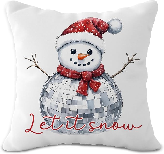 Amazon.com: OTOUO Winter Christmas Disco Snowman Pillow Covers 18x18 ...