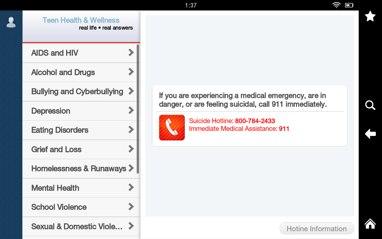 Teen Hotlines - App on Amazon Appstore