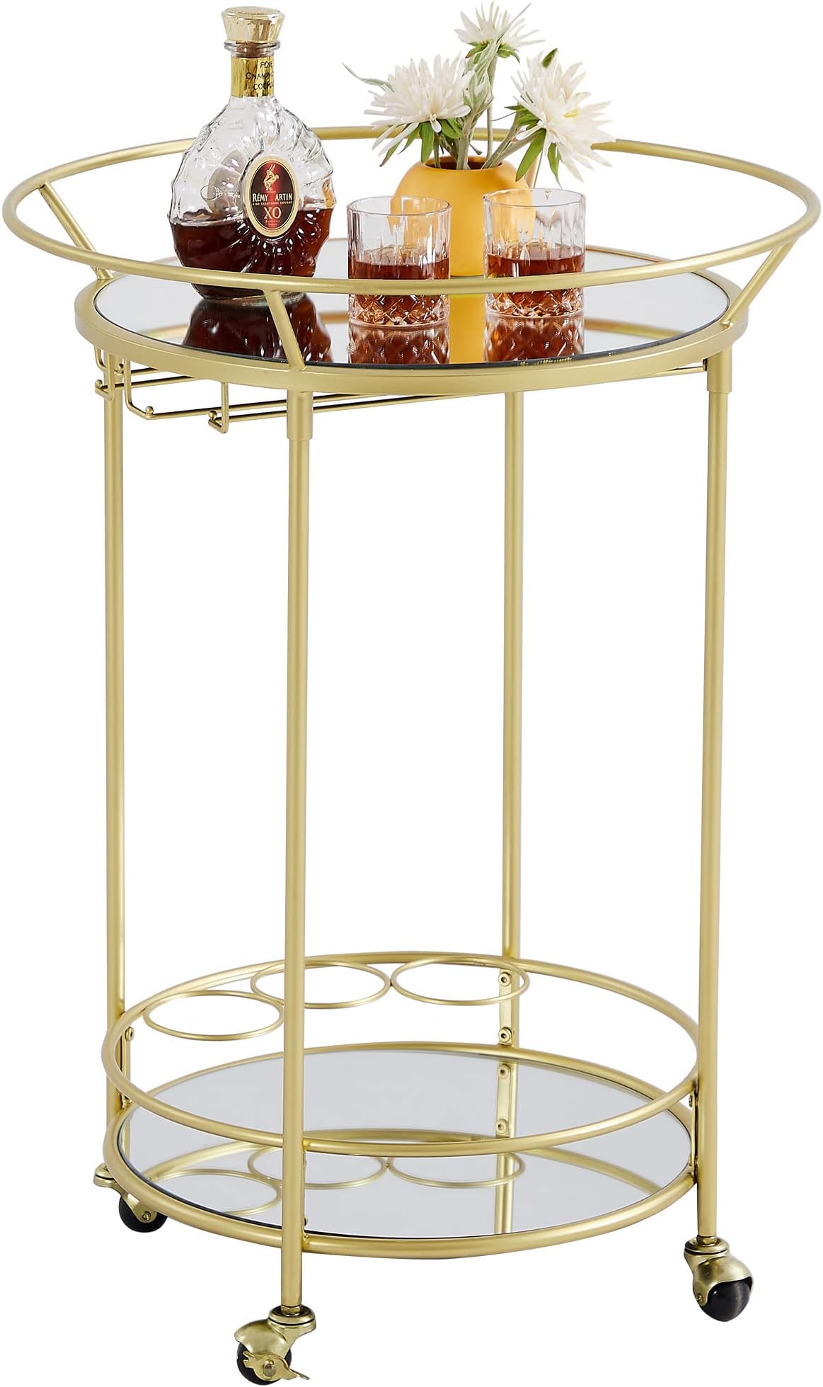 Amazon.com: Creative Co-Op Ribbed Square Trolley Bar Cart, Aged Brass ...