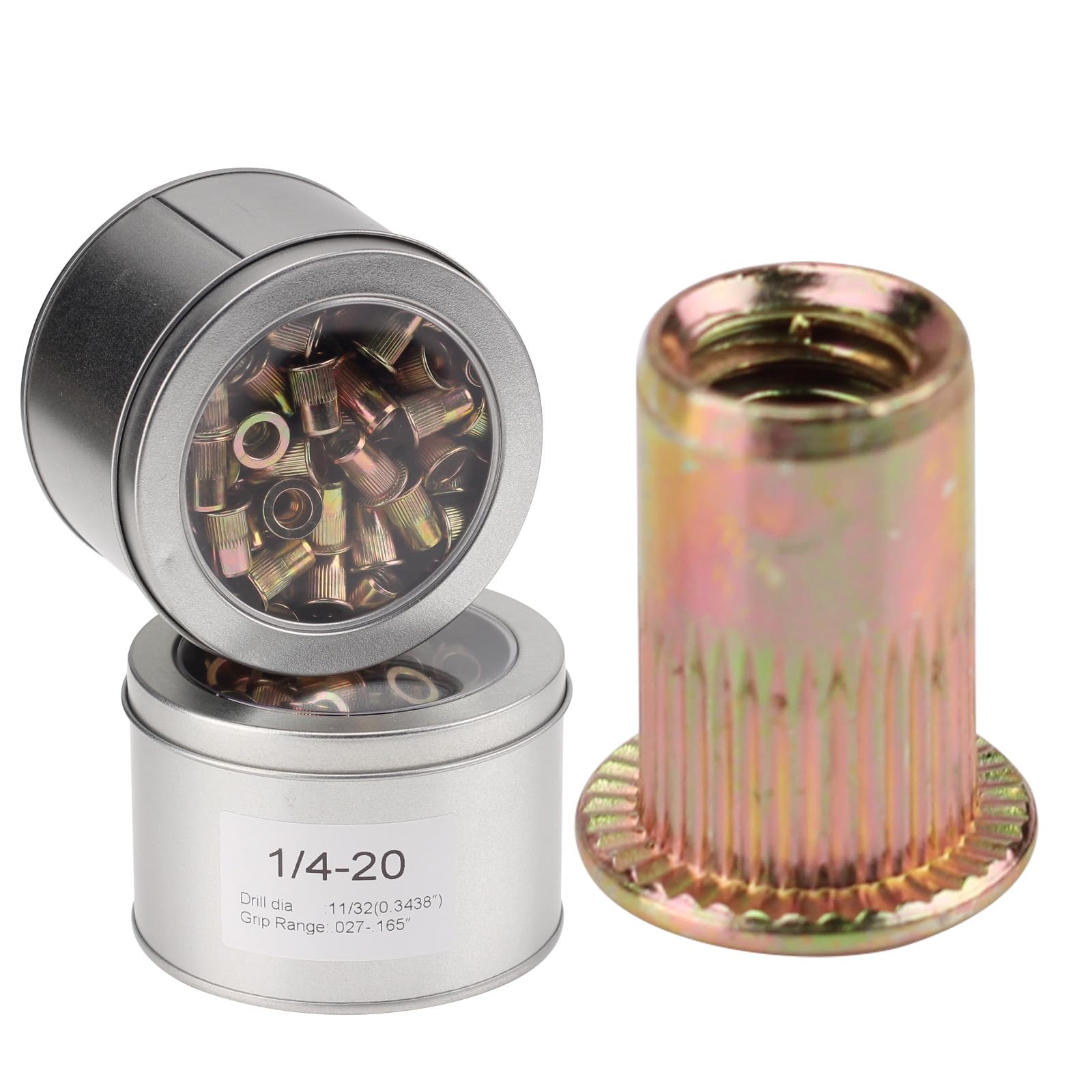 Snapklik.com : CORWIN 1/4-20UNC Rivet Nut 150 Pieces Tin Box Packing ...