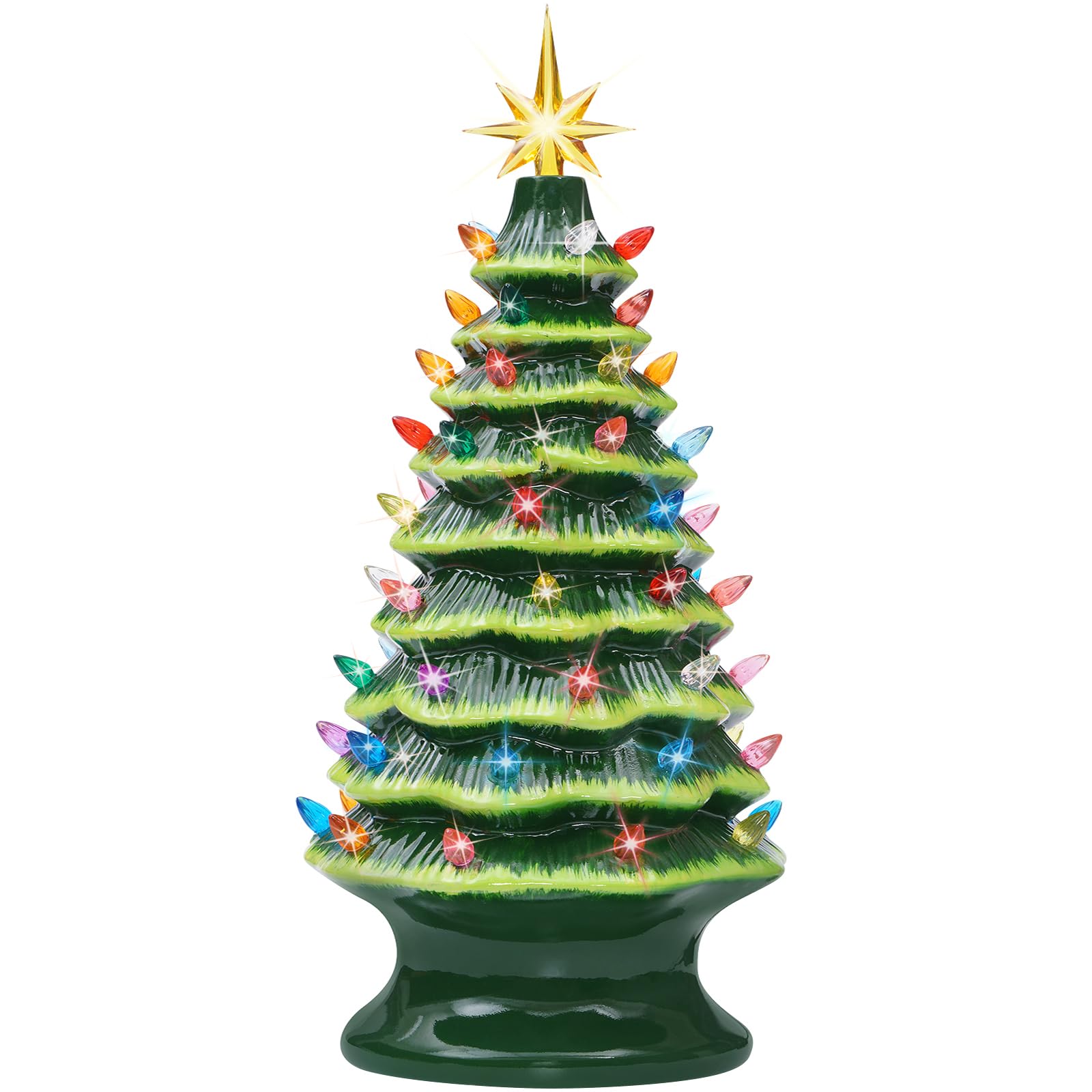Amazon.com: Lakumu 16.5" Table Top Christmas Tree, Hand Painted Resin ...