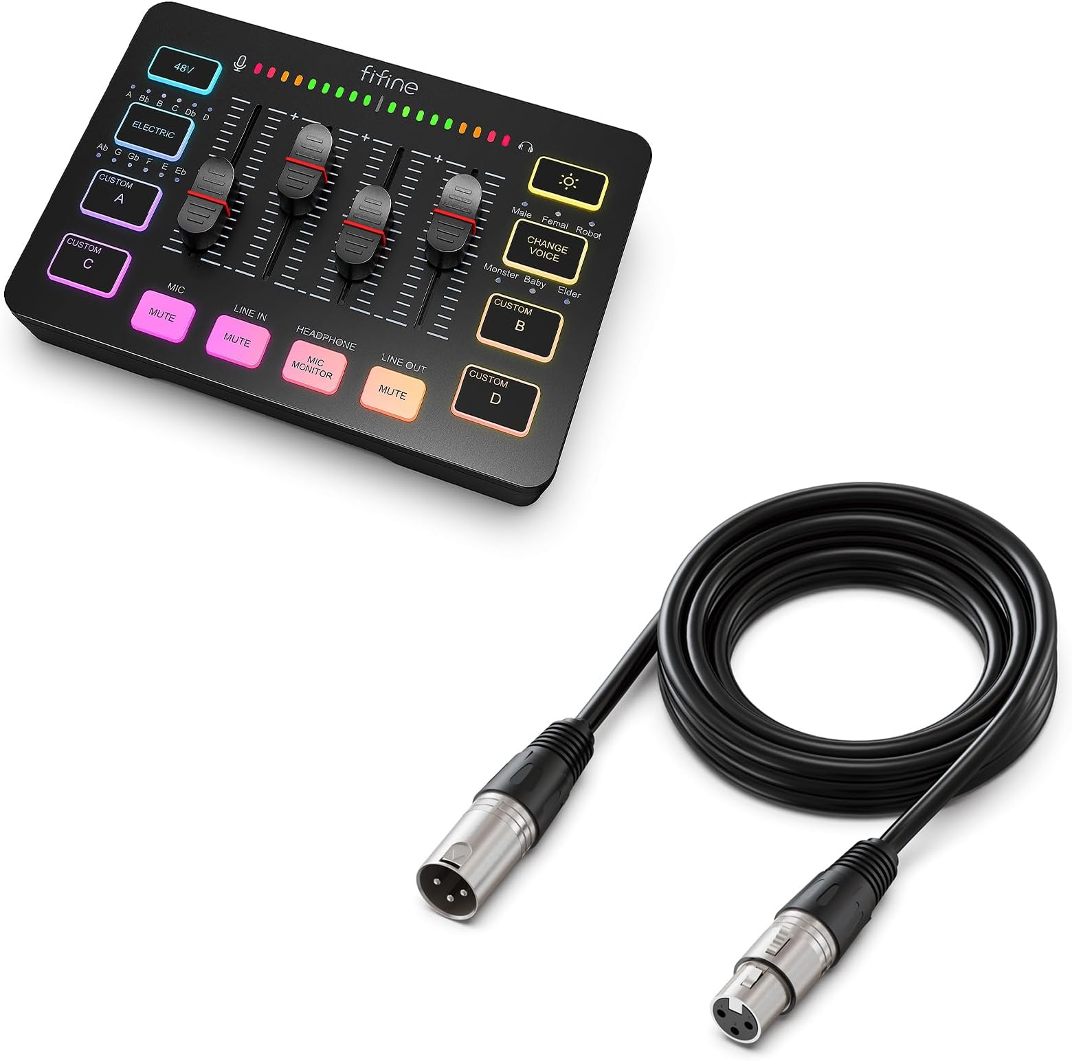 Amazon.com: FIFINE Gaming Audio Mixer and XLR Cable,Streaming RGB PC ...