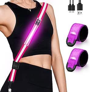 Amazon.com : Fitense LED Reflective Belt Sash with Rechargeable LED ...