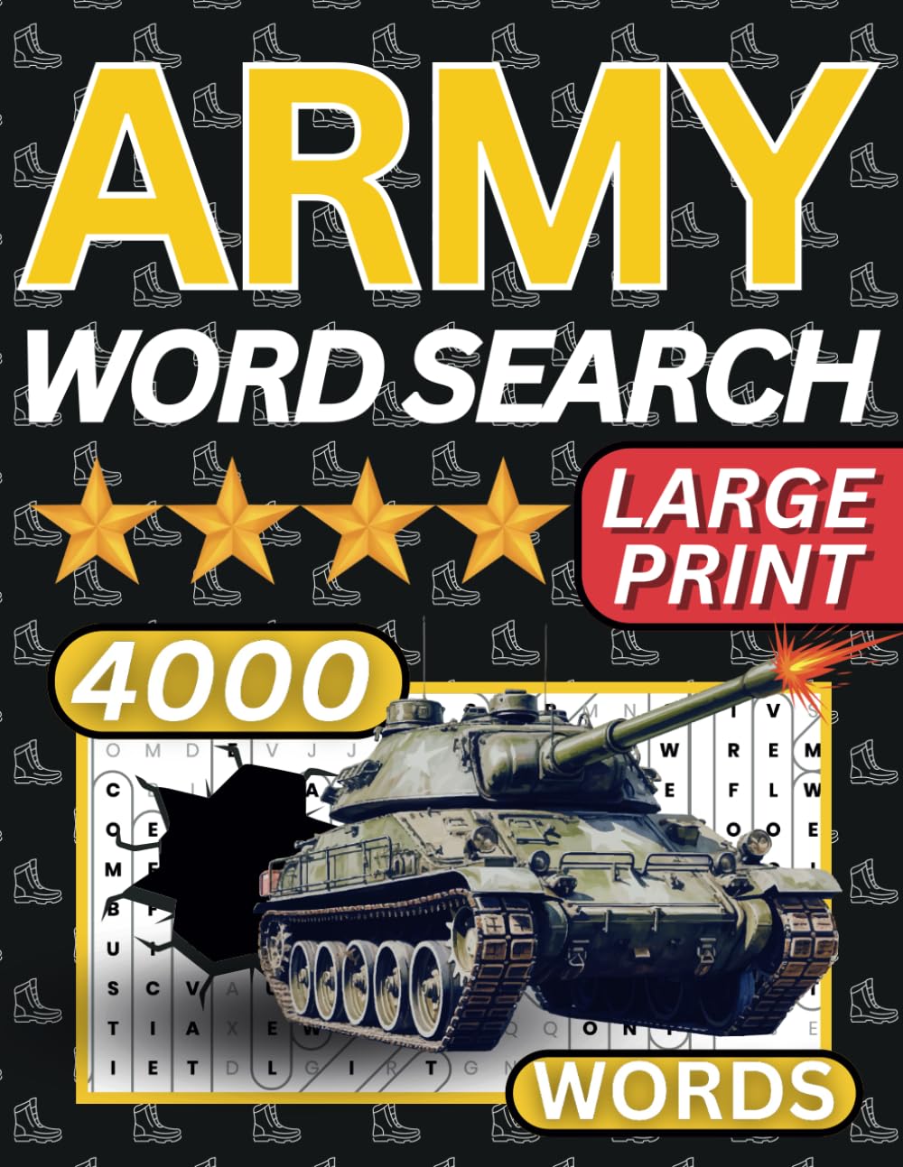 4000 Word ARMY Word Search Book in Large Print: 200 Military-Themed ...