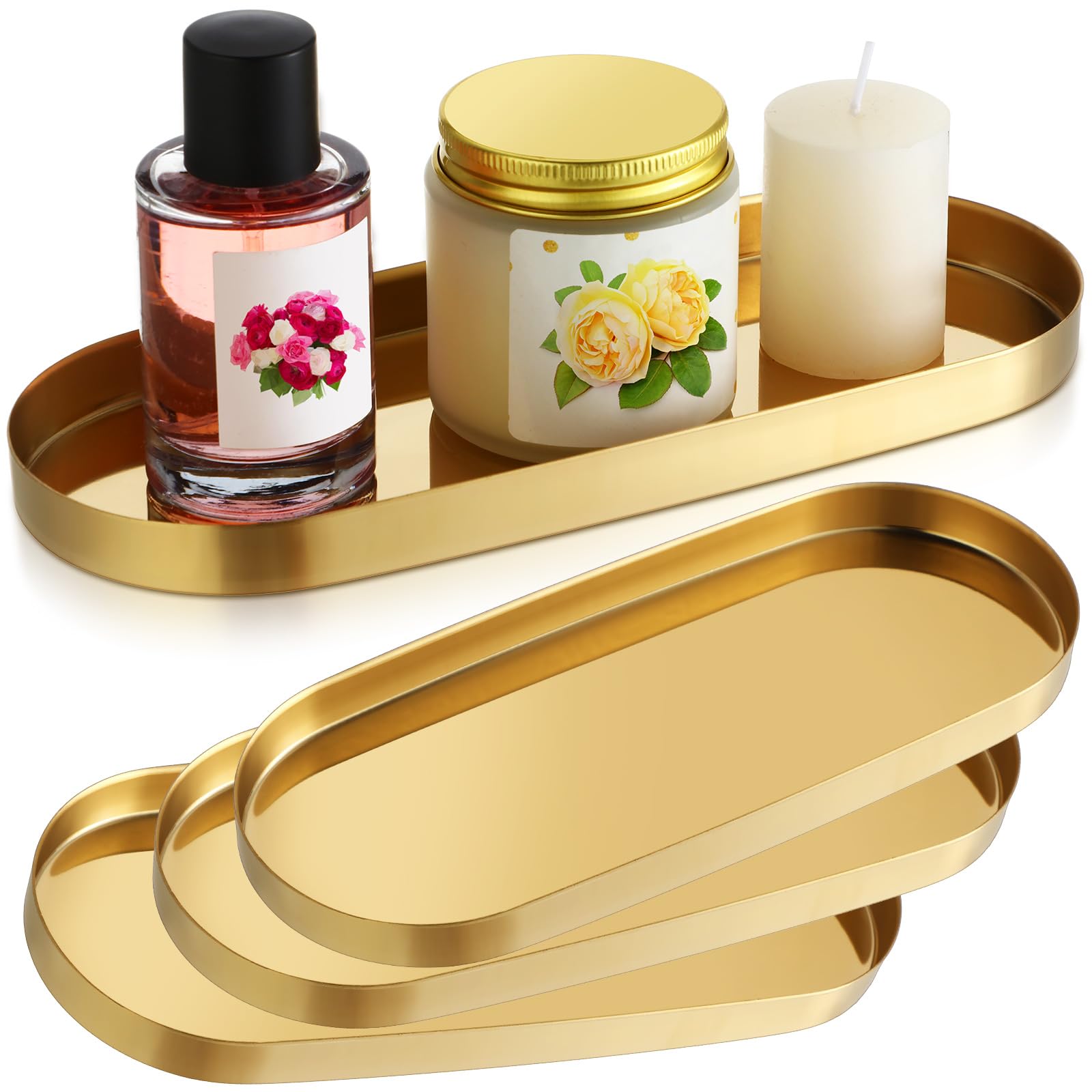 Amazon.com: FillTouch 4 Pcs Gold Metal Decorative Tray Bathroom Towel ...