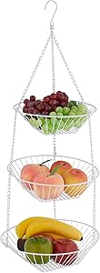 Relaxdays Hanging Fruit Holder, 3-Tiered, Removable Chains, Separate ...
