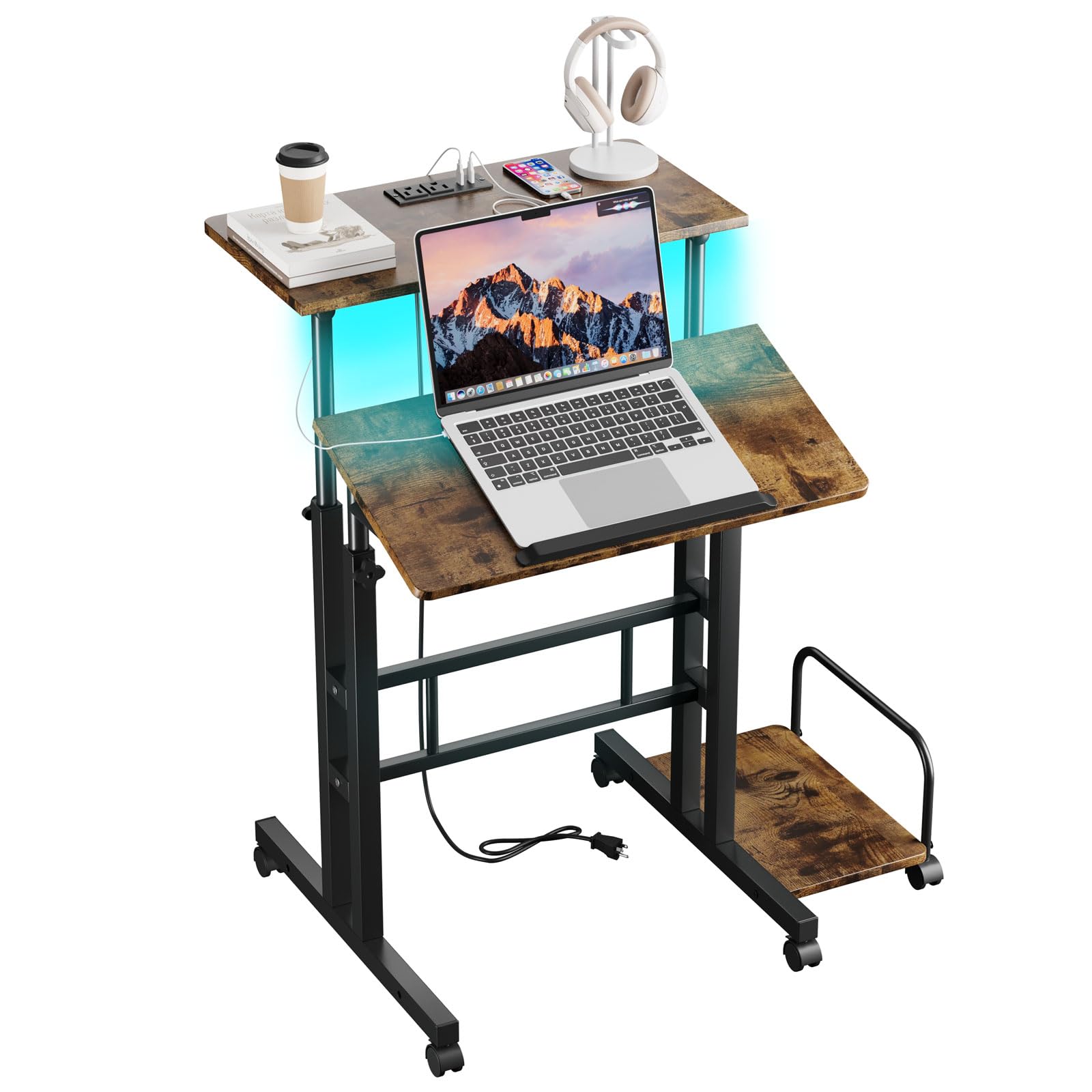 Amazon.com: Dripex Mobile Standing Desk with Power Outlets & Strip ...