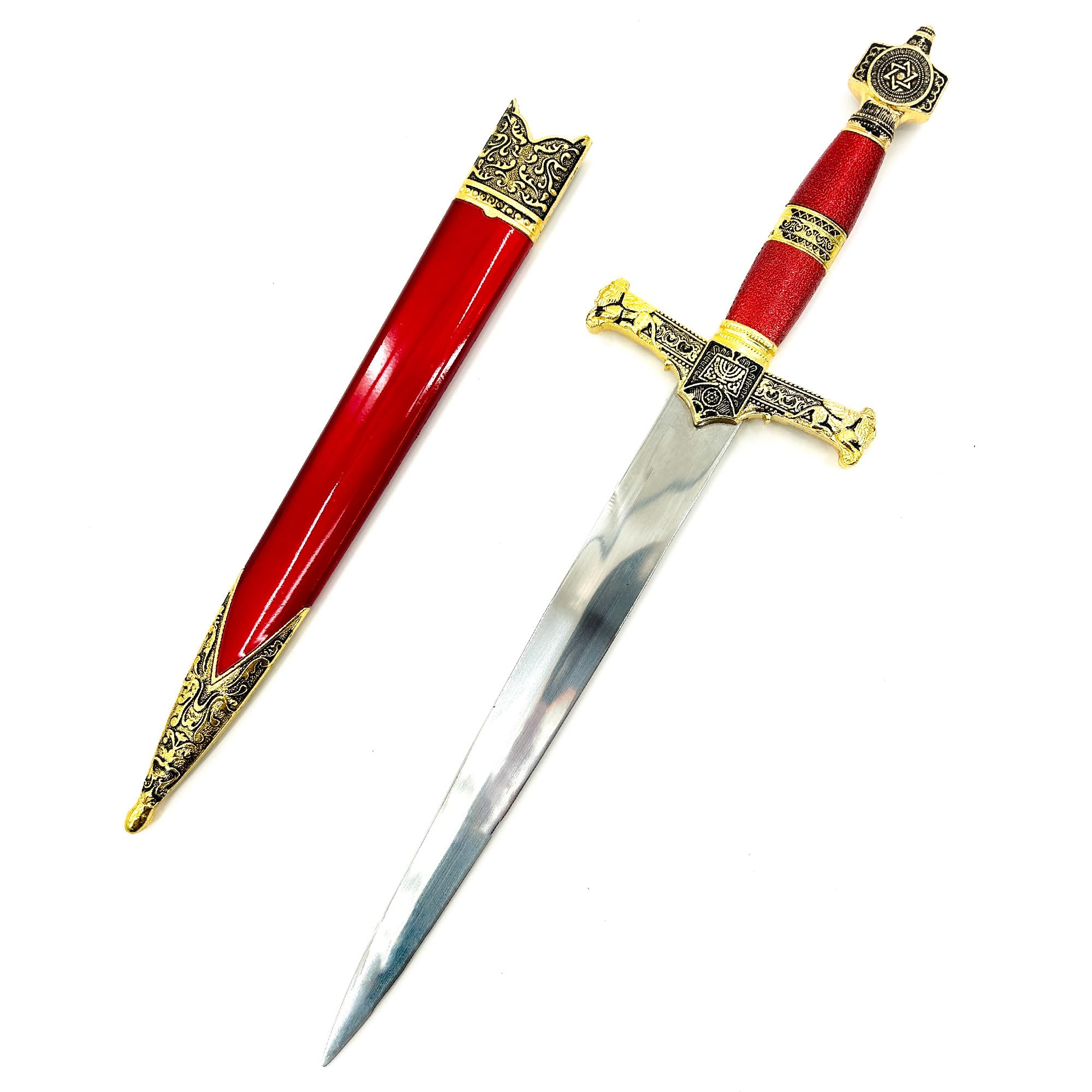 MedievalDepot King Solomon Crusader Dagger - Red, 9 Inch Stainless ...