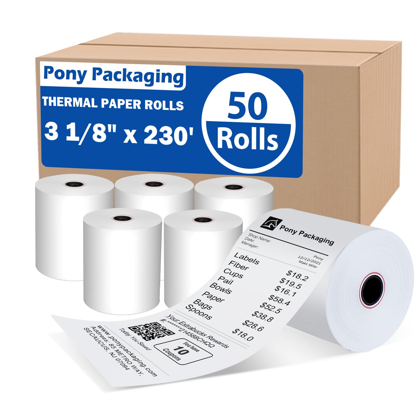  50 Rolls 3 1 8 X 230 Thermal Paper Receipt Rolls 48 GSM Premium