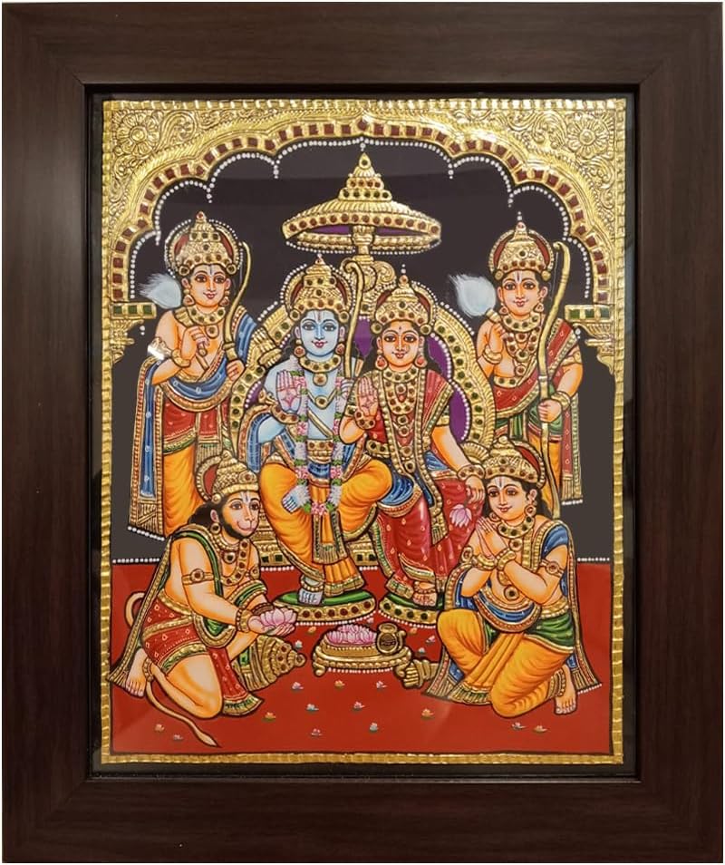 Mangala Arts Ramar Pattabhisekam Tanjore painting, 24 Carat Gold Foil ...