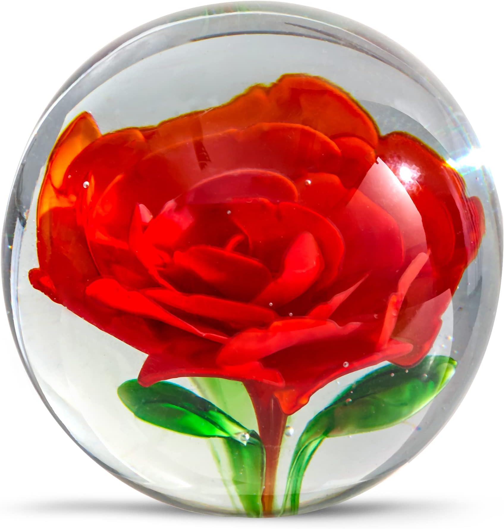 Amazon.com: Hand Blown Glass Flower Paperweight Figurine for Office ...