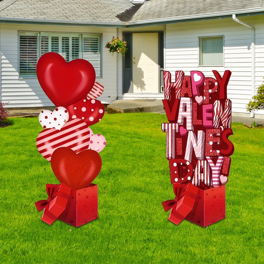 Amazon.com : JOYWU Outdoor Valentine's Day Yard Signs,4 Pcs Red Happy ...