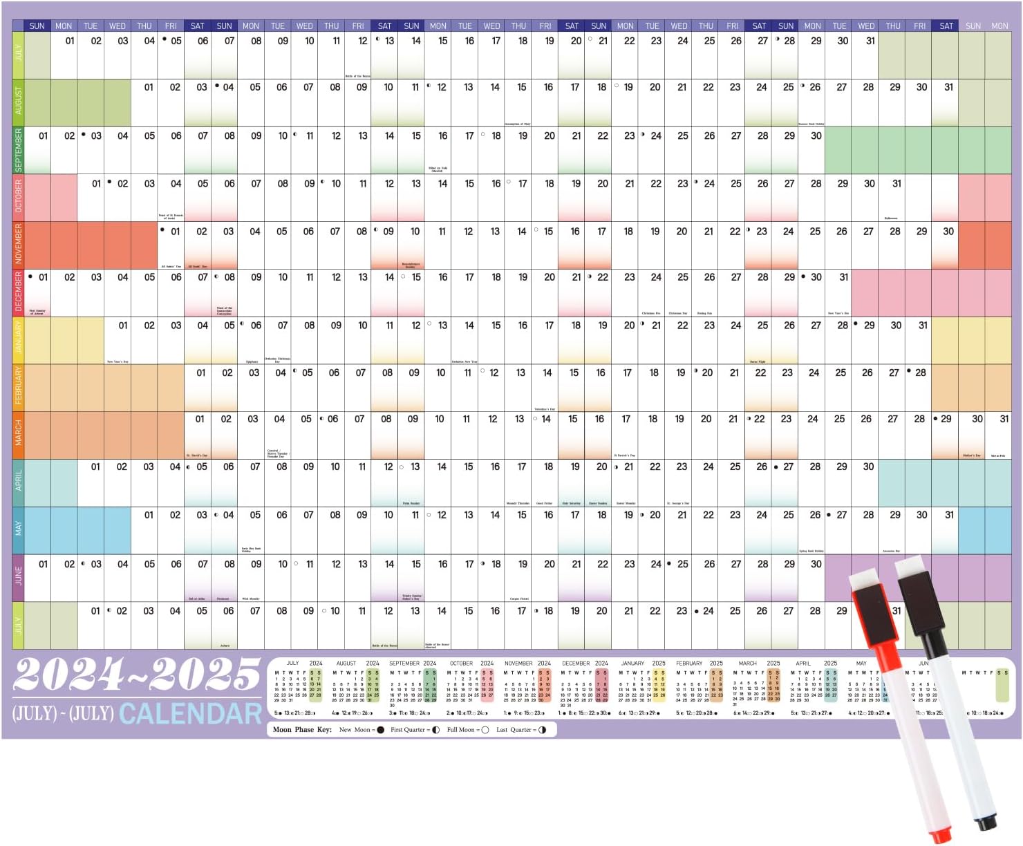 SULOLI Wall Planner 2024-2025,A1 Wall Calendar 24-25 Mid Year Calendar ...