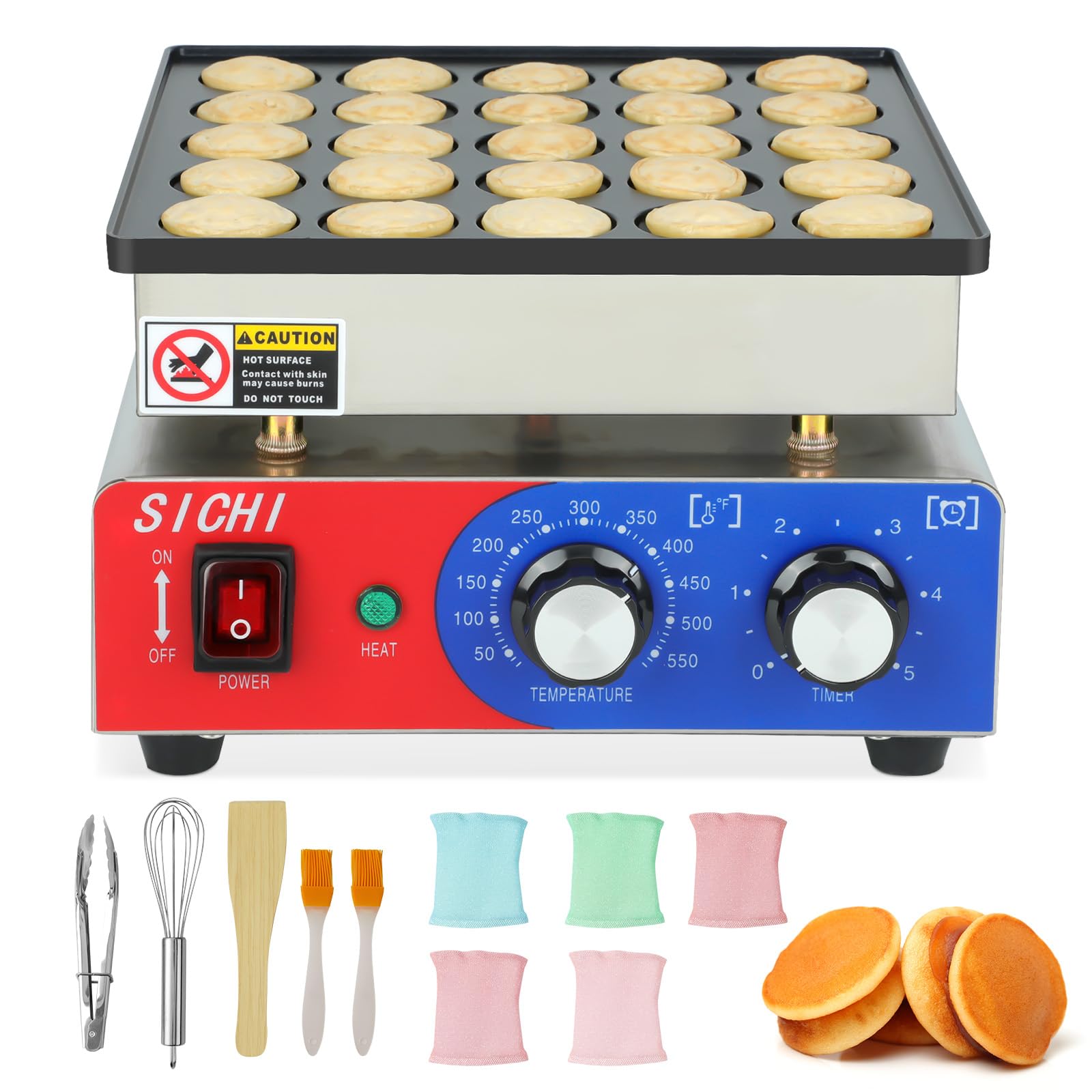 Amazon.com: SICHI Mini Pancake Maker Machine with 550℉Heating and Timer ...