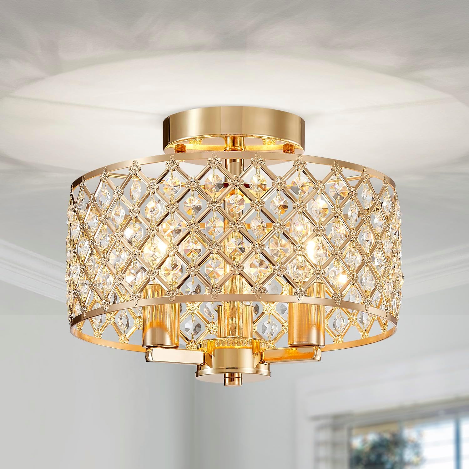 Amazon.com: AGV LIGHTING CL048 Crystal Ceiling Light, Close to Ceiling ...