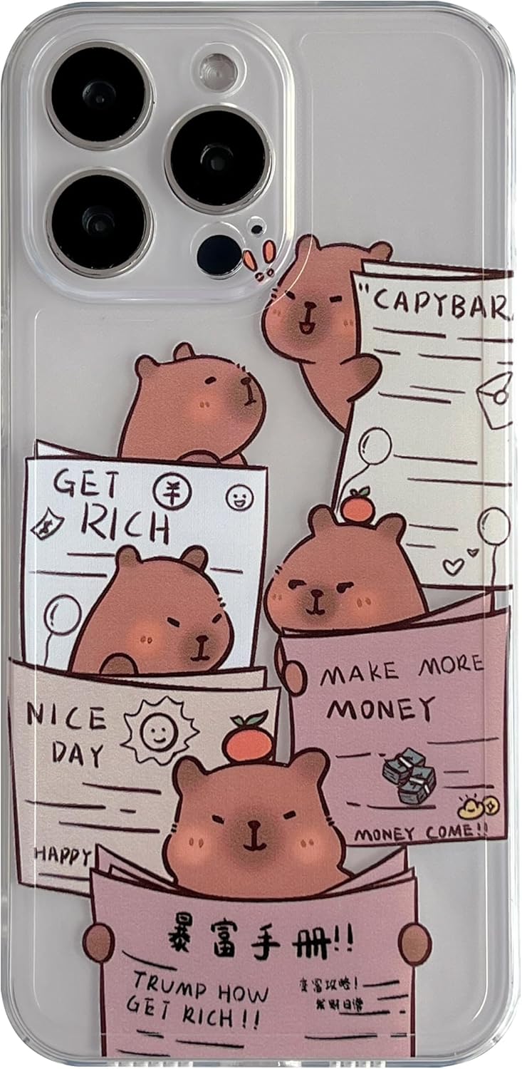 Amazon.com: FLIRACON Cute Cartoon Capybara Get Rich Soft Clear Phone ...