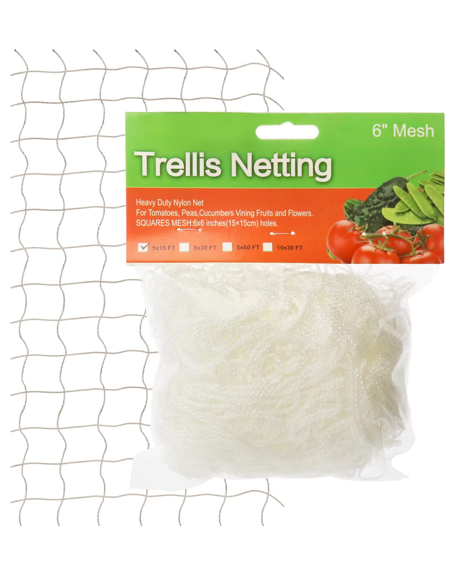 QWORK® Garden Netting, White Trellis Netting Polyester Plant Support ...