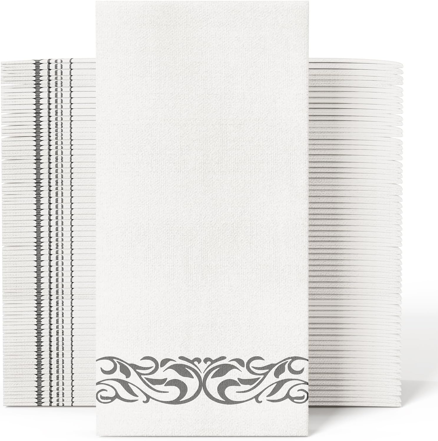 Amazon.com: Decorative Hand Towels Disposable, Silver Design 50 Linen ...