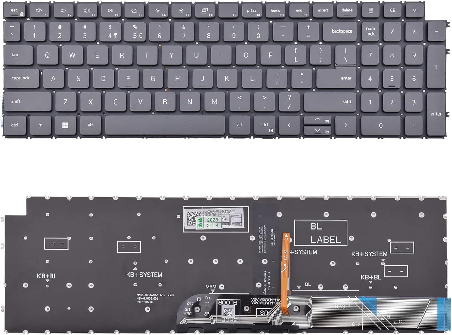 SUNMALL Replacement Keyboard Compatible with Dell Inspiron 15 3510 3511 ...