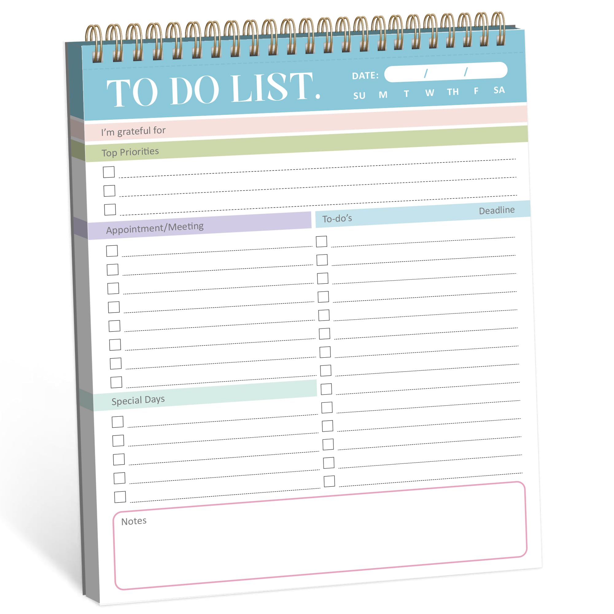 BIROYAL Daily Planner Pad, To Do List Notepad, Spiral Bound Undated To ...