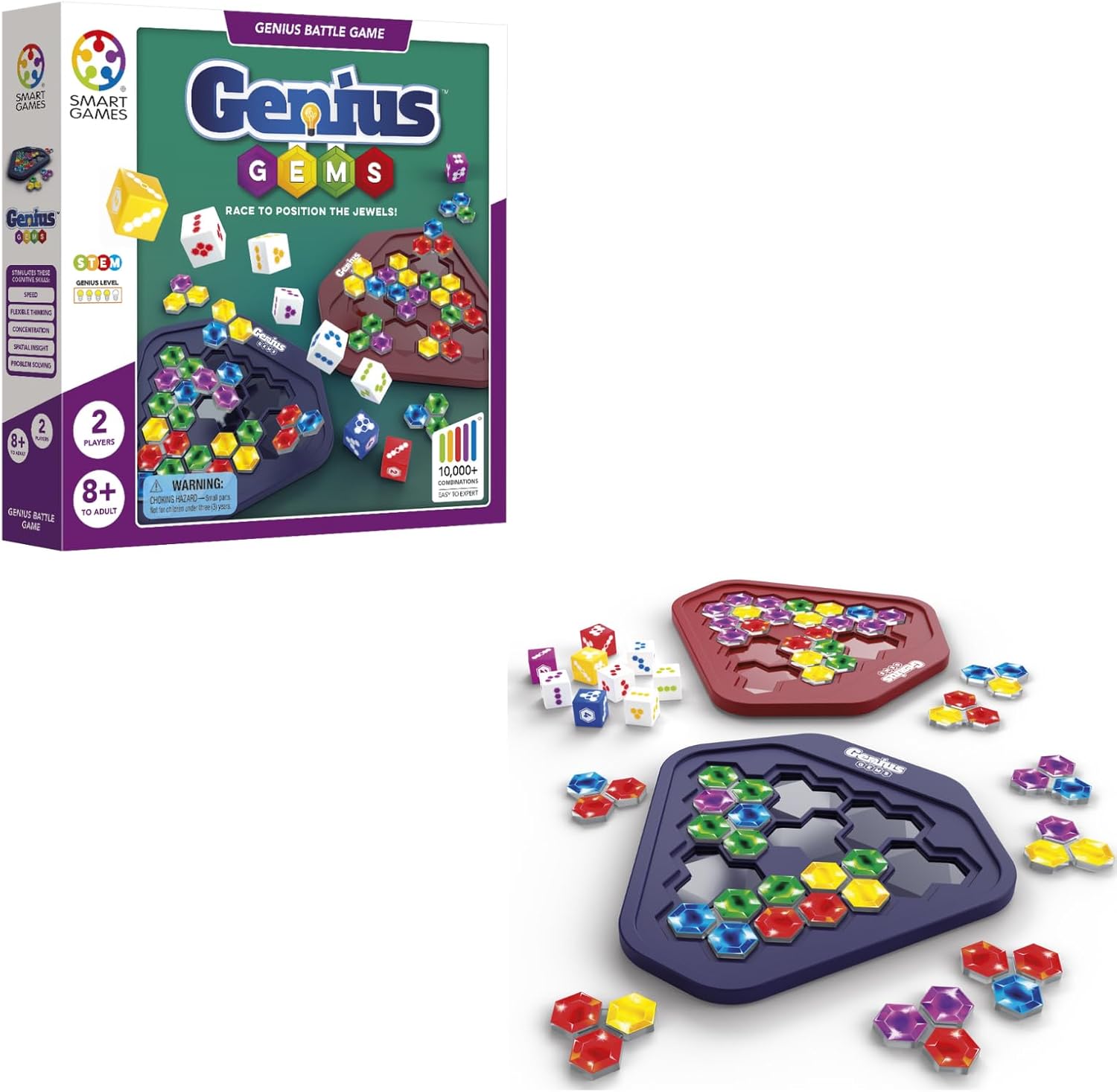 Amazon.com: SmartGames Genius Gems from The Classic Two-Player Battle ...