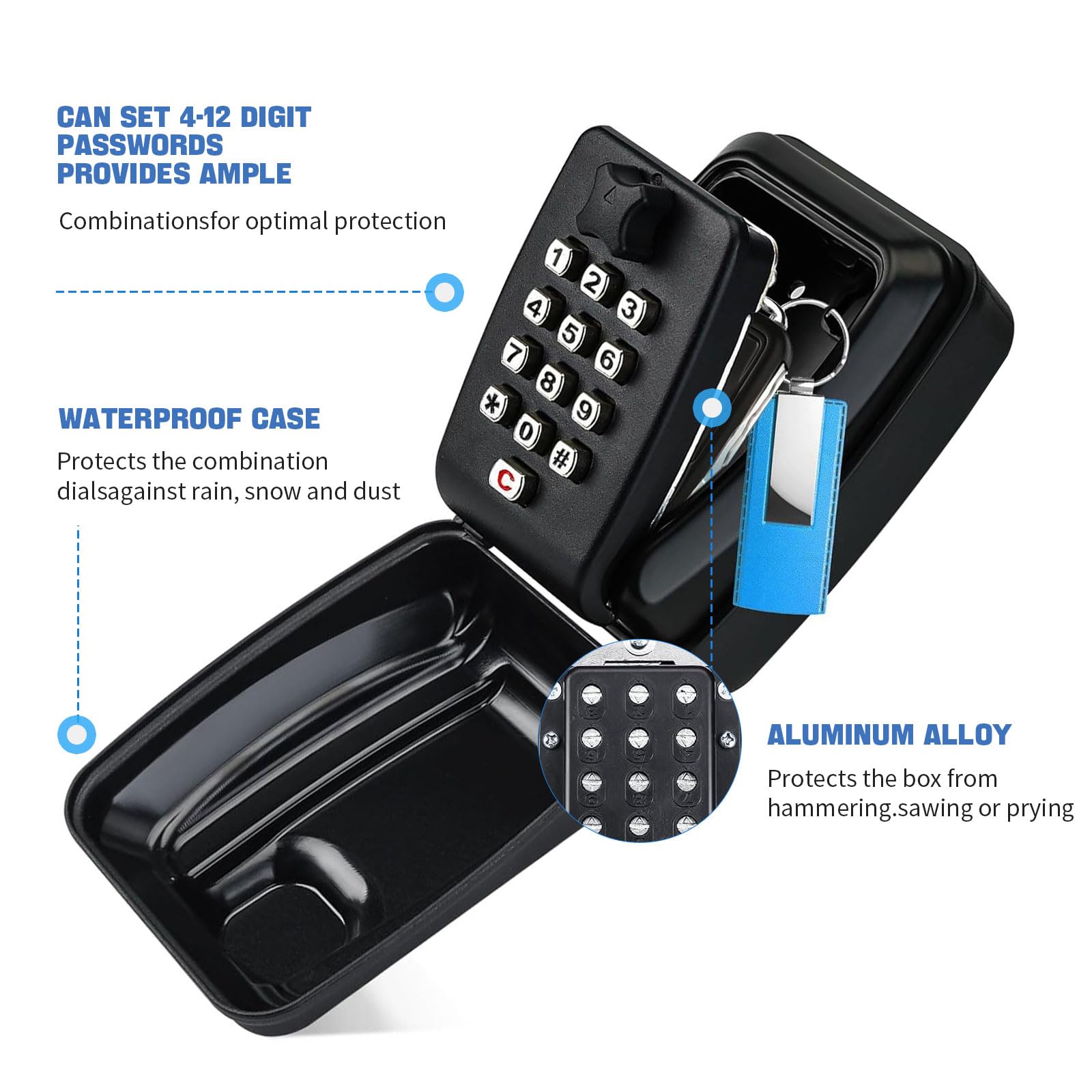 Key Safe Wall Mounted, Outside Key Safe, Outdoor Waterproof Key Lock ...