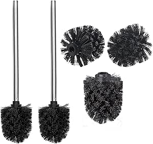 Brosse WC WAVEWO, 5*Tête de Brosse de Toilette + 2*Manches en Acier Inoxydable, Brosse pour ...