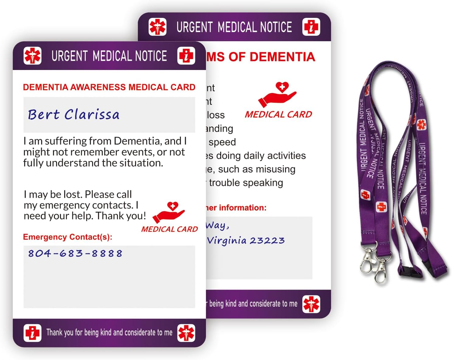 Amazon.com : Dementia Medical Card with Writable Panel and Patterned ...