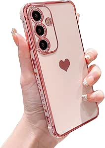 Amazon.com: DEFBSC Compatible with Samsung Galaxy S24 Plus Case, Electroplated Edge Love Heart ...