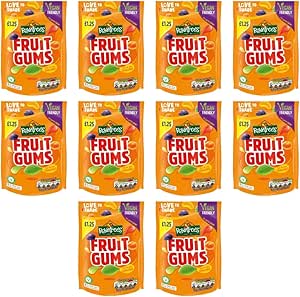 Fruit Gums Sweets Sharing Bags, Vegan Friendly Pouch, FULL BOX 10 x ...